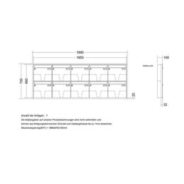 LEABOX 10er Unterputzbriefkastenanlage in RAL 9007