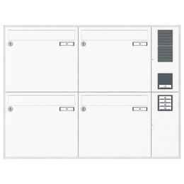 Renz Schattenfuge Unterputz Briefkastenanlage 4-fach mit Sprechsieb RAL9016