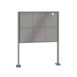 Renz Quadra freistehende Briefkastenanlage mit Sprechanlage 5-fach RAL7016
