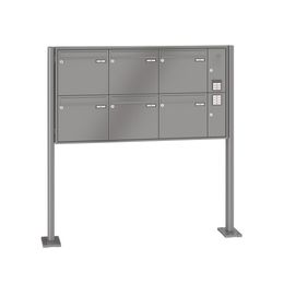 Renz Quadra freistehende Briefkastenanlage mit Sprechanlage 6-fach RAL9016