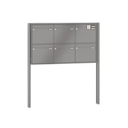 Renz Quadra freistehende Briefkastenanlage mit Sprechanlage 5-fach RAL7016