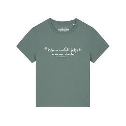 Watapparel T-Shirt 'Wenn Nicht Jetzt Wann Dann' Damen Gr&ouml;&szlig;e XL jade / wei&szlig;