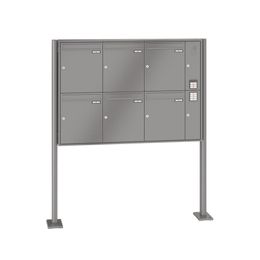 Renz Quadra freistehende Briefkastenanlage mit Sprechanlage 6-fach RAL7016