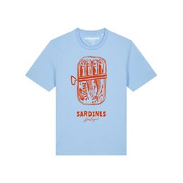 Watapparel T-Shirt 'Sardines Portugal' Herren Gr&ouml;&szlig;e M hellblau / dunkelorange