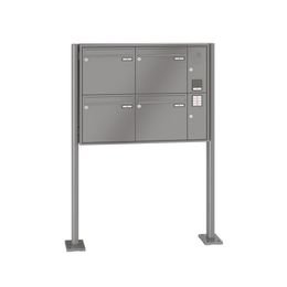 Renz Quadra freistehende Briefkastenanlage mit Sprechanlage 4-fach RAL7016