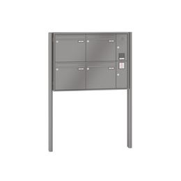 Renz Quadra freistehende Briefkastenanlage mit Sprechanlage 4-fach RAL9016