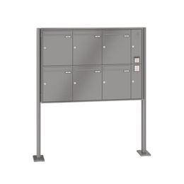 Renz Quadra freistehende Briefkastenanlage mit Sprechanlage 6-fach RAL9016