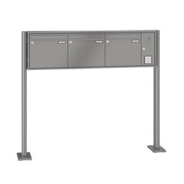 Renz Quadra freistehende Briefkastenanlage mit Sprechanlage 3-fach RAL9007