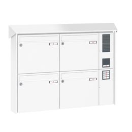 Renz Prisma Aufputzbriefkastenanlage mit Sprechsieb 4-fach RAL9016