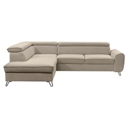 Stylife Ecksofa Idylla, Beige, Metall, 4-Sitzer, Ottomane links, L-Form, 250x200 cm, Stoffauswahl, seitenverkehrt erh&auml;ltlich, Wohnzimmer, Sofas & Couches, Wohnlandschaften, Ecksofas
