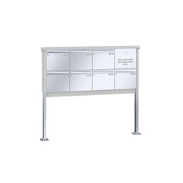 LEABOX 7er freistehende Briefkastenanlage mit Sprechfeld in V2A Edelstahl (Fu&szlig;platten) - LEA20