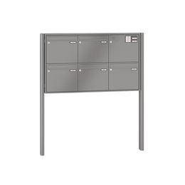 Renz Quadra freistehende Briefkastenanlage mit Sprechanlage 5-fach RAL9016