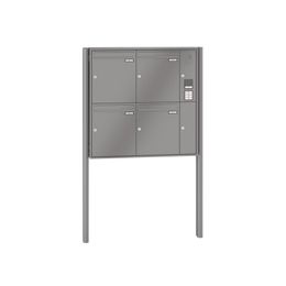 Renz Quadra freistehende Briefkastenanlage mit Sprechanlage 4-fach RAL7016