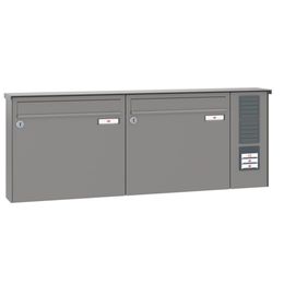 Renz Basic B Briefkastenanlage Aufputz 2-fach mit Sprechfeld in RAL 9007 mit Soft Close