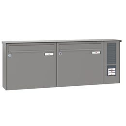 Renz Basic B Briefkastenanlage Aufputz 2-fach mit Sprechfeld in RAL 9016 mit 2ten Namensschild