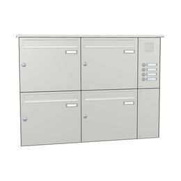 Renz ONZO Aufputzbriefkastenanlage mit Sprechsieb in RAL 9016 4-fach mit Soft Close