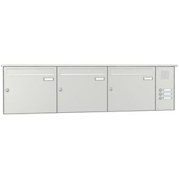 Renz ONZO Aufputzbriefkastenanlage mit Sprechsieb in RAL 9016 3-fach mit 2ten Namensschild & Soft Close