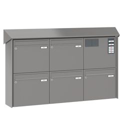 Renz Prisma Aufputzbriefkastenanlage mit Sprechsieb 5-fach RAL9007
