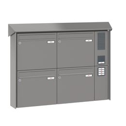 Renz Prisma Aufputzbriefkastenanlage mit Sprechsieb 4-fach RAL7016