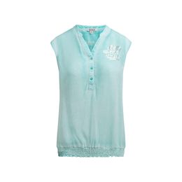 SOCCX Blusentop mit gesmoktem Saum und R&uuml;ckenprint Damen Gr&ouml;&szlig;e M hellblau