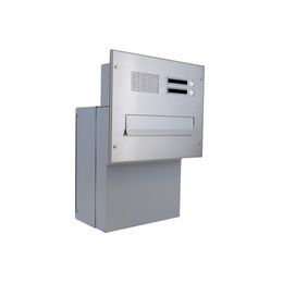 Edelstahl Mauerdurchwurf Briefkasten mit Busch-Jaeger Sprechanlage in anthrazit - T: 18-27 cm - F-046