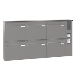 Renz Basic B Briefkastenanlage Aufputz 6-fach mit Sprechfeld in Wunsch-RAL mit 2ten Namensschild & Soft Close