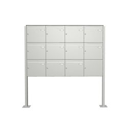ONZO 11er freistehende Briefkastenanlage in Wunsch RAL mit 2ten Namensschild & Soft Close (Fu&szlig;platten)