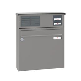 Renz Basic B Briefkastenanlage Aufputz mit Sprechfeld in RAL 9007 mit 2ten Namensschild