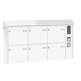 Renz Prisma Aufputzbriefkastenanlage mit Sprechsieb 6-fach RAL9016