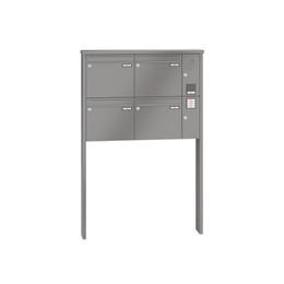 Renz Tetro freistehende Briefkastenanlage mit Sprechanlage 4-fach RAL7016