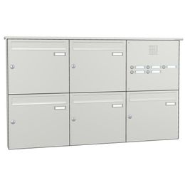 Renz ONZO Aufputzbriefkastenanlage mit Sprechsieb in RAL 7016 5-fach mit 2ten Namensschild & Soft Close