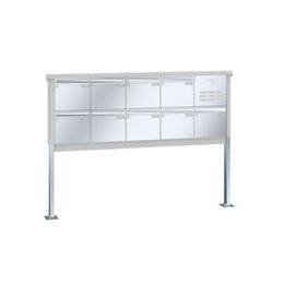LEABOX 9er freistehende Briefkastenanlage mit Sprechfeld in V2A Edelstahl (Fu&szlig;platten) - LEA20