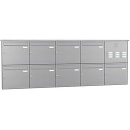 ONZO Aufputzbriefkastenanlage mit Sprechsieb in Edelstahl 9-fach mit 2ten Namensschild & Soft Close