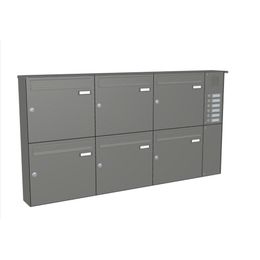 Renz HUBER Aufputzbriefkastenanlage mit Sprechsieb in RAL 9016 6-fach mit Soft Close