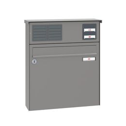 Renz Basic B Briefkastenanlage Aufputz mit Sprechfeld in RAL 7016 mit 2ten Namensschild