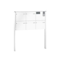 Renz Basic B freistehende Briefkastenanlage 5-fach mit Sprechfeld in RAL 9016 zum Einbetonieren mit Soft Close