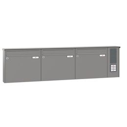 Renz Basic B Briefkastenanlage Aufputz 3-fach mit Sprechfeld in DB703 mit 2ten Namensschild & Soft Close