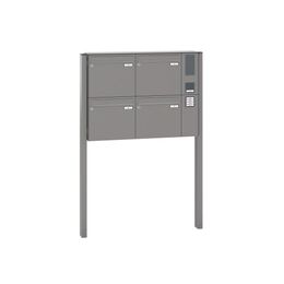 Renz Basic B freistehende Briefkastenanlage 4-fach mit Sprechfeld in Wunsch-RAL zum Einbetonieren