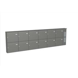 Renz HUBER Aufputzbriefkastenanlage mit Sprechsieb in RAL 9016 12-fach mit Soft Close