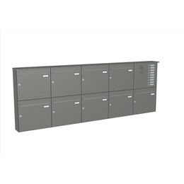 Renz HUBER Aufputzbriefkastenanlage mit Sprechsieb in RAL 9016 9-fach mit 2ten Namensschild & Soft Close