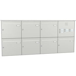 Renz ONZO Aufputzbriefkastenanlage mit Sprechsieb in RAL 9016 7-fach mit 2ten Namensschild & Soft Close