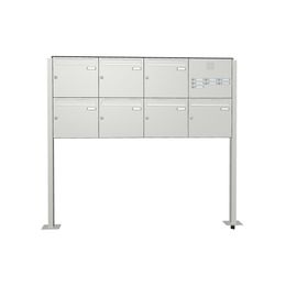 ONZO 7er freistehende Briefkastenanlage mit Sprechfeld in Wunsch Ral mit Soft Close(Fu&szlig;platten)
