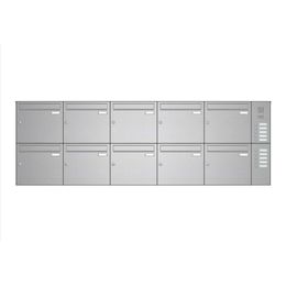 Renz HUBER Aufputzbriefkastenanlage mit Sprechsieb in Edelstahl 10-fach mit 2ten Namensschild & Soft Close