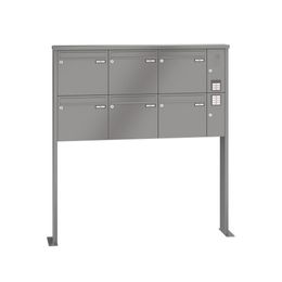 Renz Tetro freistehende Briefkastenanlage mit Sprechanlage 6-fach RAL9007