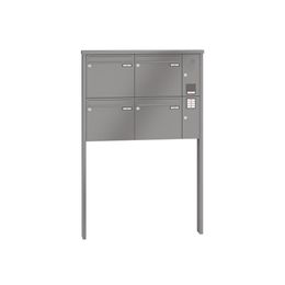 Renz Tetro freistehende Briefkastenanlage mit Sprechanlage 4-fach RAL9016