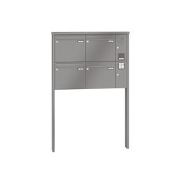 Renz Tetro freistehende Briefkastenanlage mit Sprechanlage 4-fach RAL9007