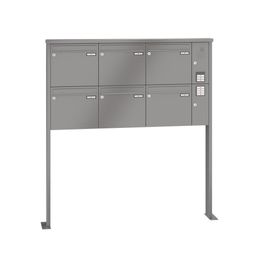 Renz Tetro freistehende Briefkastenanlage mit Sprechanlage 6-fach RAL9007