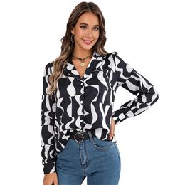 Kojooin Bluse 'Damenbluse mit Knopfleiste, lang&auml;rmelig, gebl&uuml;mt, Business Casual, Business-Casual-Outfit' Damen Gr&ouml;&szlig;e XL schwarz