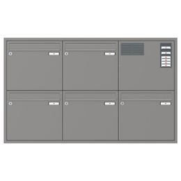 Renz Eckrahmen Unterputz Briefkastenanlage mit Sprechsieb 5-fach RAL9007