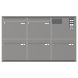 Renz Eckrahmen Unterputz Briefkastenanlage mit Sprechsieb 5-fach RAL9007